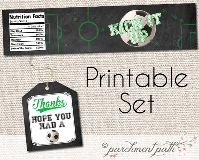 Soccer Printable Set - Instant Download - Printable Gift Tags and Water ...
