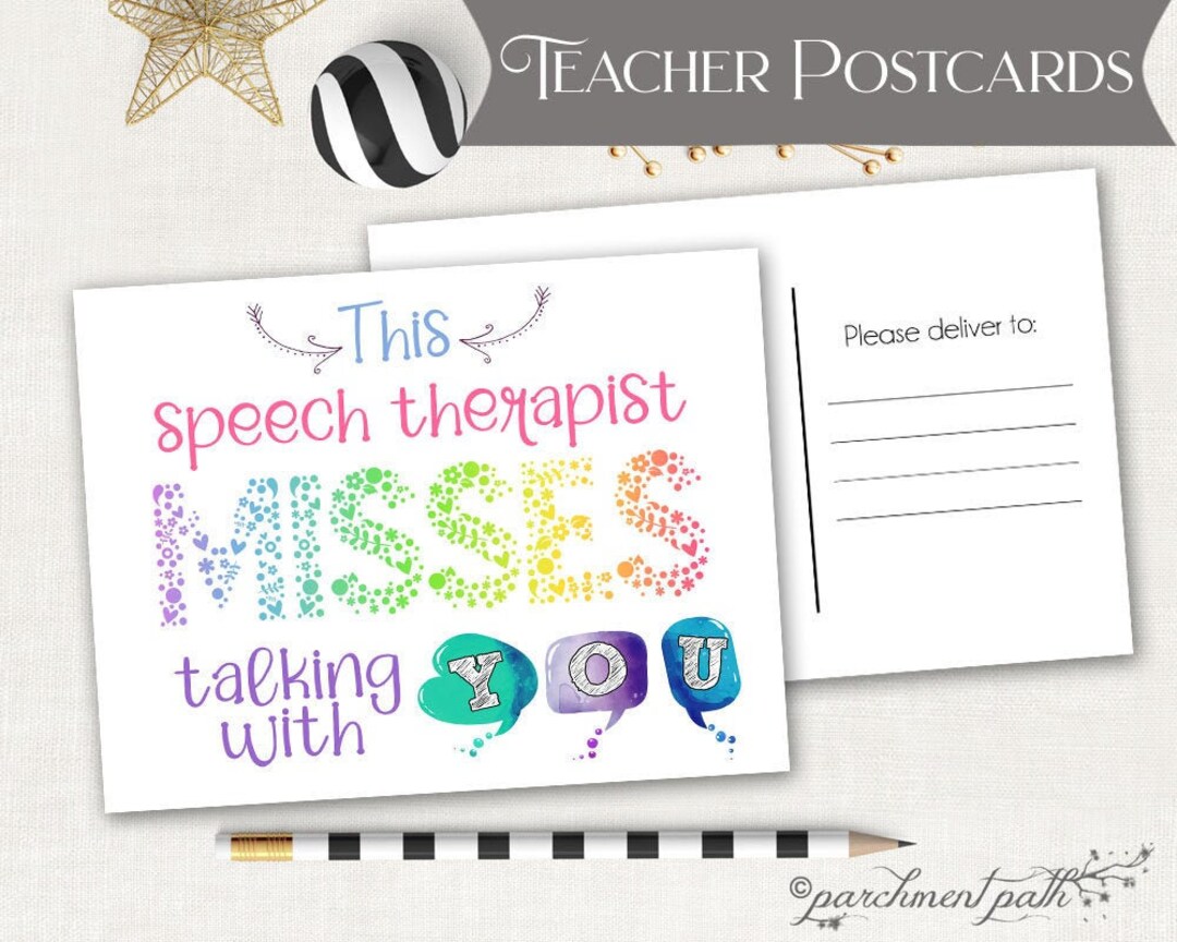 Speech Language Pathologist Cards - Postcard for Students - Note From ...