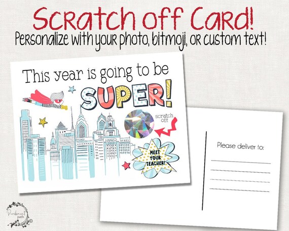 Scratch off Postcard Superhero Welcome Postcard for Students - Etsy