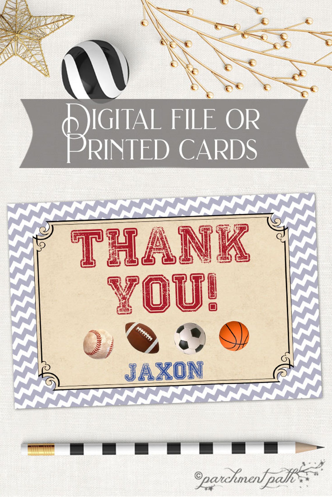 Sports Thank You Cards Boy Thank You Cards Personalized - Etsy