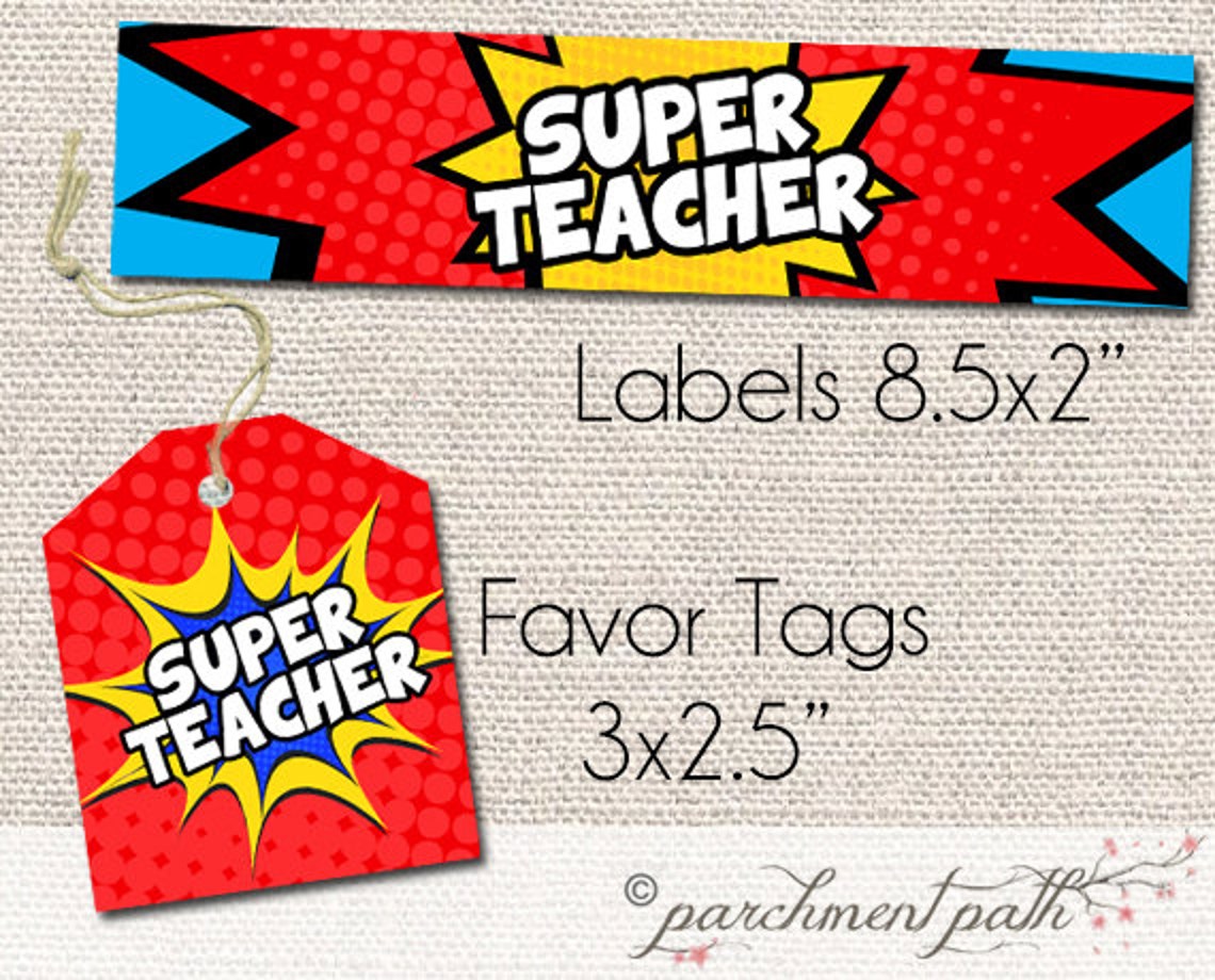 Super Teacher Teacher Thank You Gift Printable Set Water | Etsy