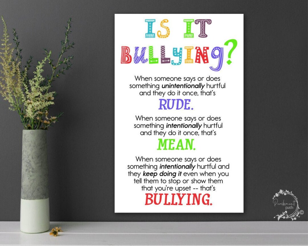 Bullying Sign - Quote Art - Classroom Poster - School Sign- Instant ...