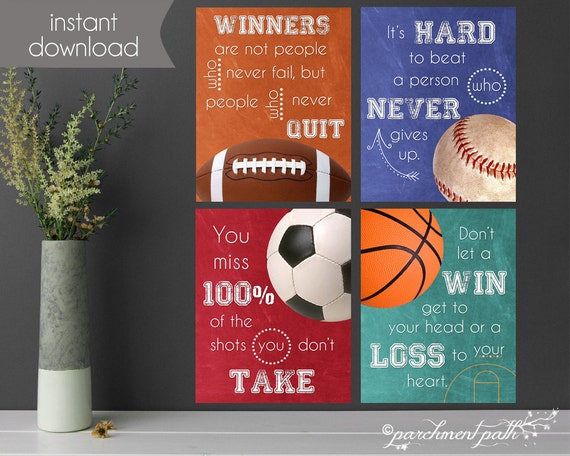 Sports Quotes Printable Art Set - Playroom Art - Classroom Poster ...