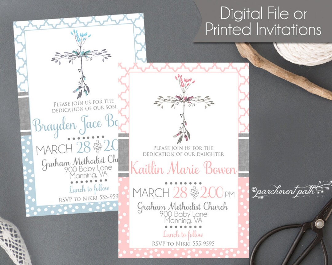 Baby Dedication Invitation - Baby Baptism Invitation - Boy, Girl ...