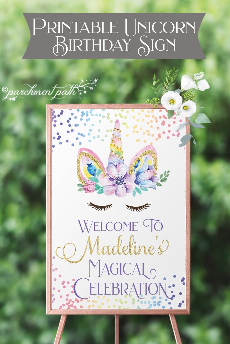 Unicorn Birthday Sign Printable Party Sign Unicorn Party | Etsy New Zealand