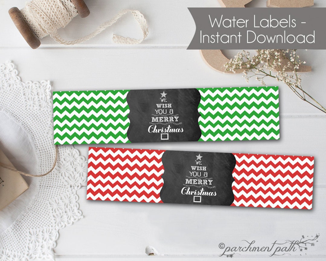 Christmas Water Bottle Labels Christmas Party Printable We Wish You a ...
