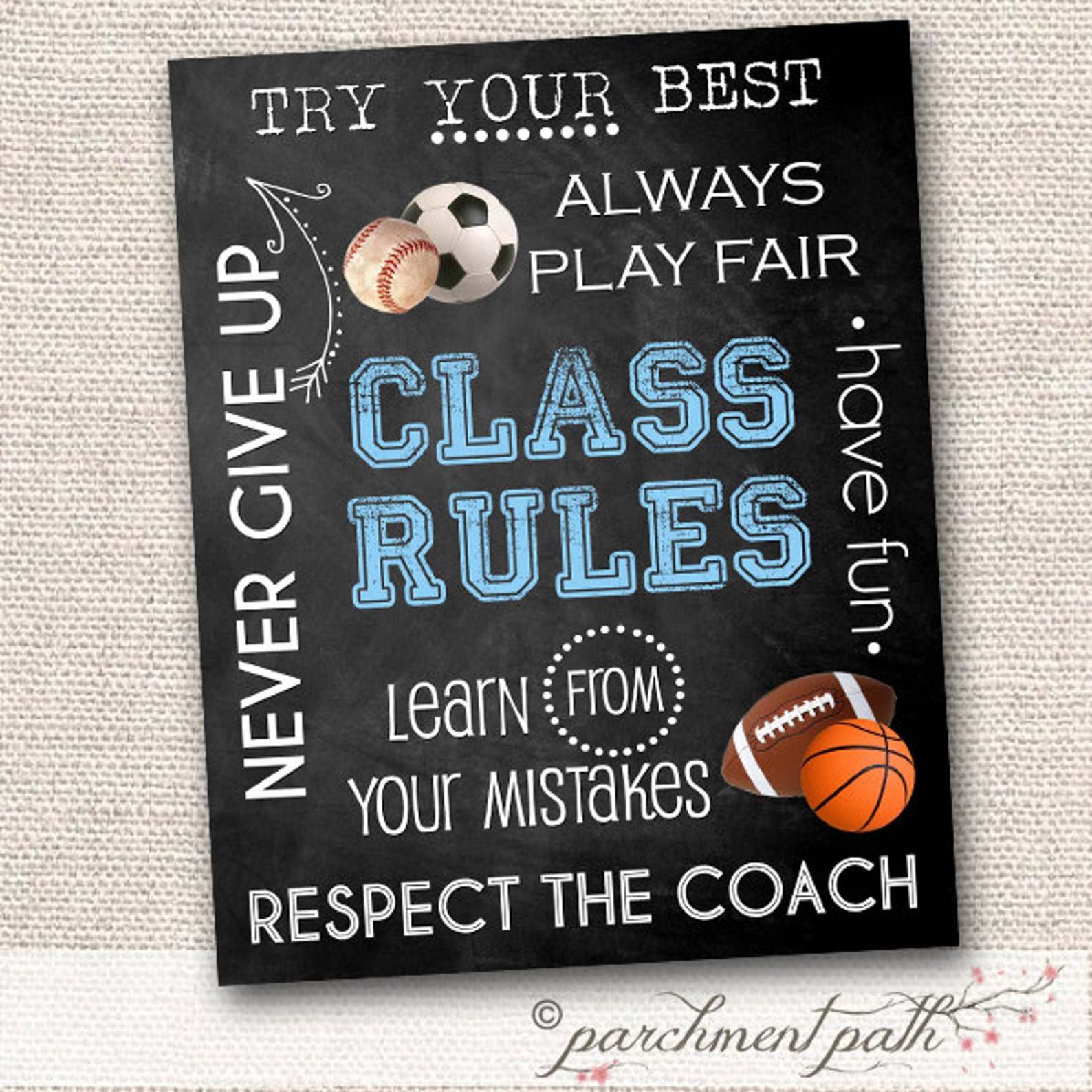 Class Rules Classroom Printable Sports Rules Art Print | Etsy