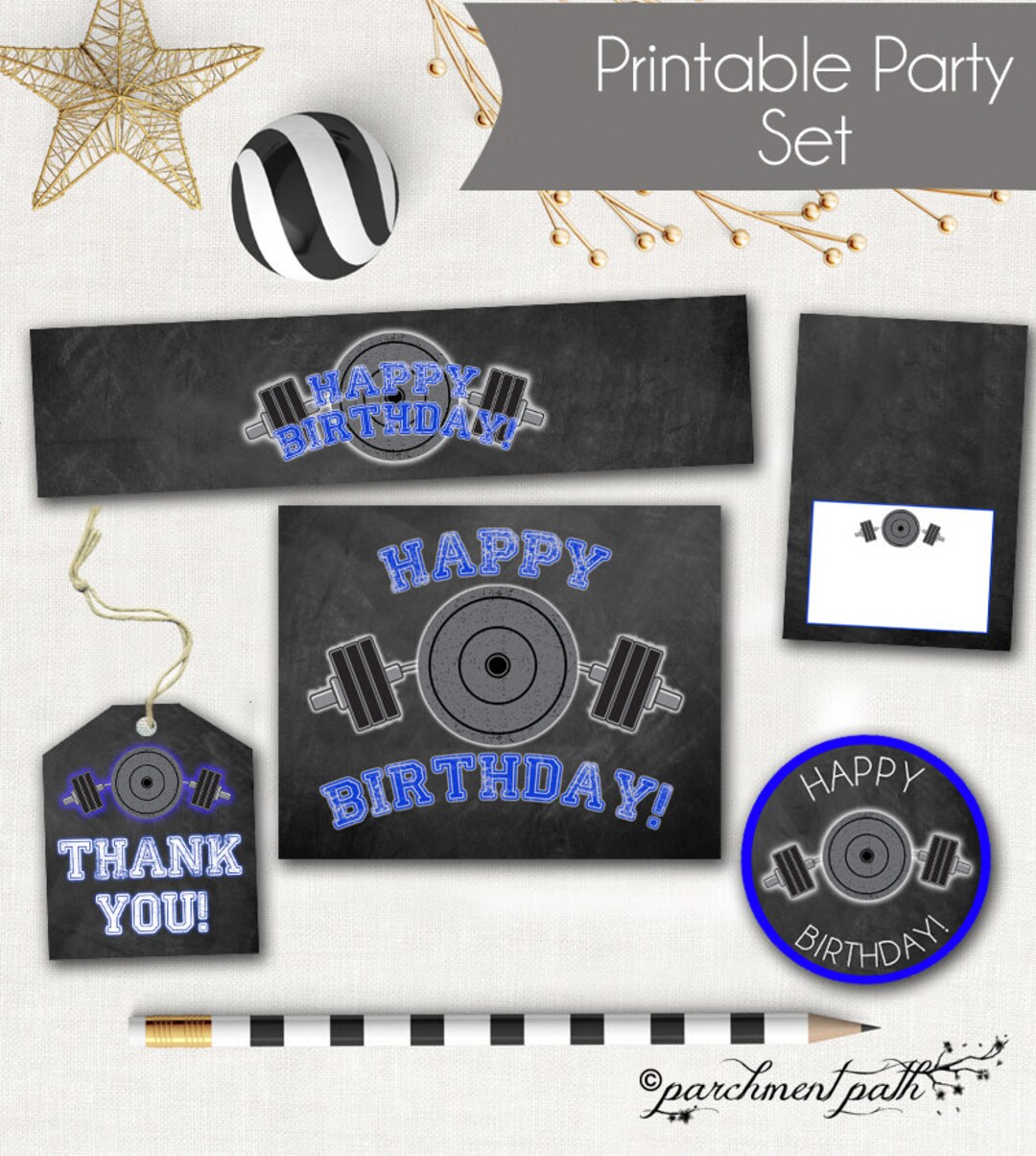 Fitness Printable Party Set Favor Tags Party Sign Food - Etsy