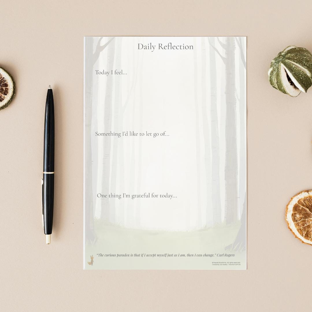 Daily Reflection Journal | Printable Wellbeing Prompts | Self-care ...