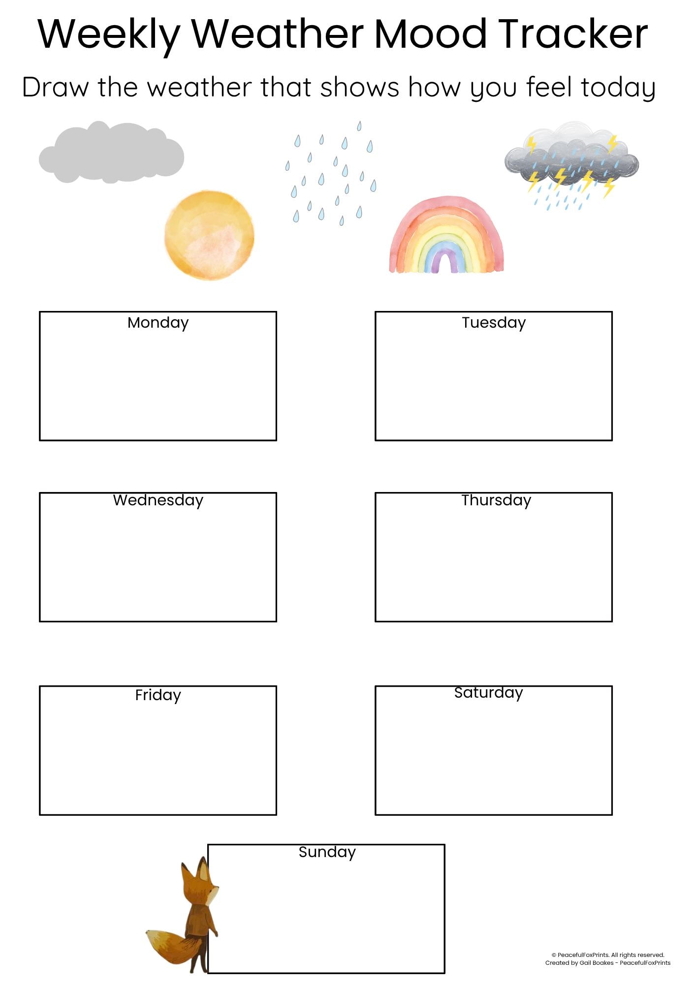 Weekly Weather Mood Tracker | Printable Mood Chart | Emotional Check-in ...