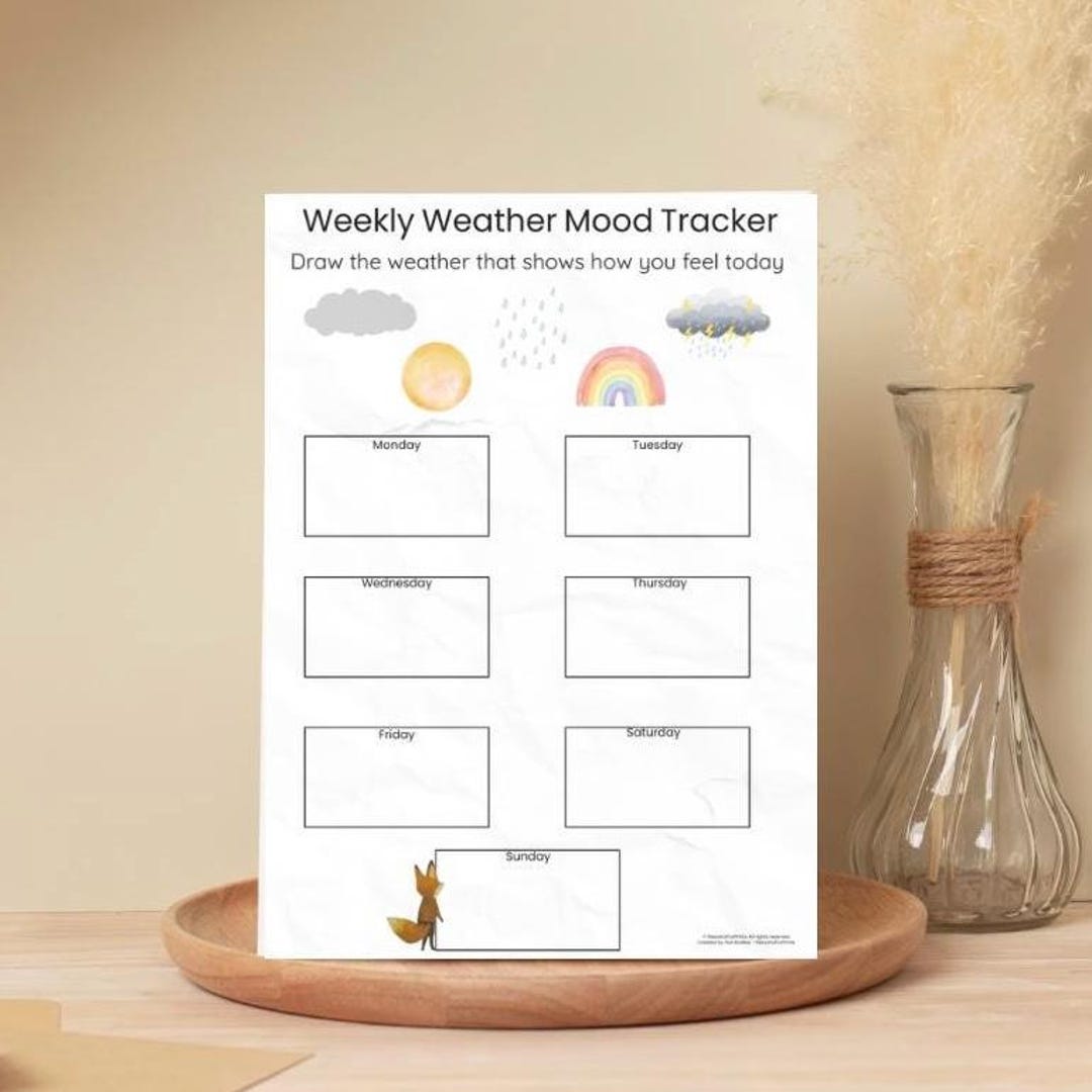 Weekly Weather Mood Tracker | Printable Mood Chart | Emotional Check-in ...