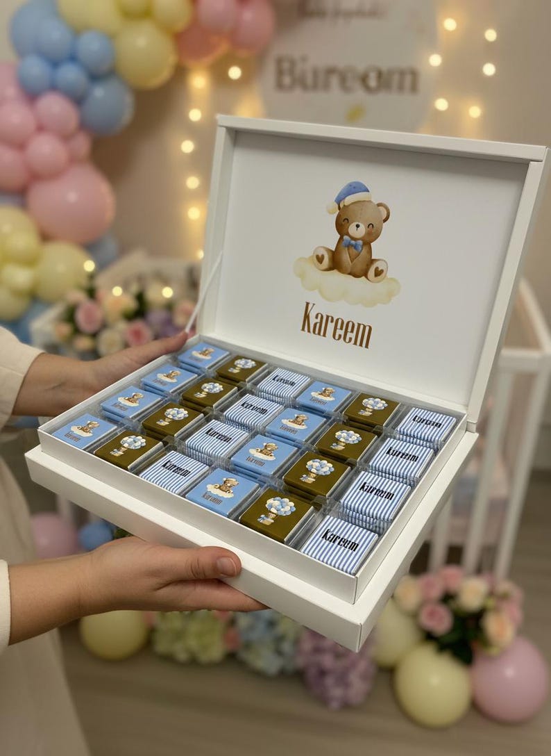 Personalized Baby Chocolate Box, Baby Shower Favor, Newborn Chocolate ...