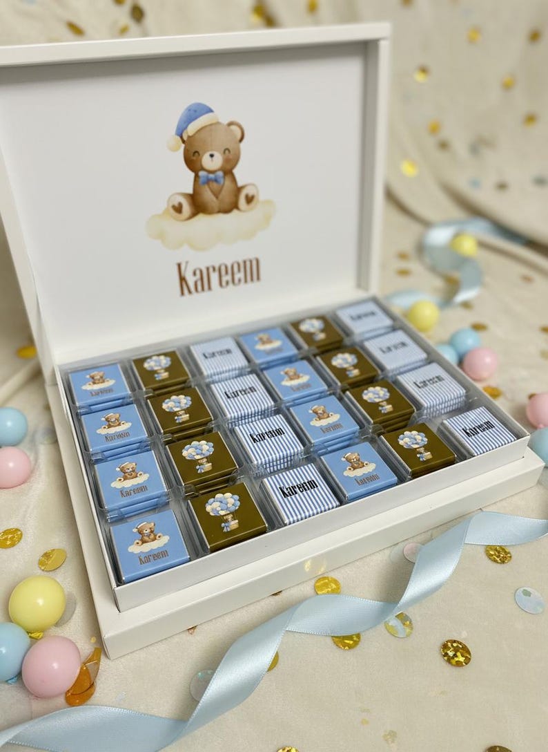 Personalized Baby Chocolate Box, Baby Shower Favor, Newborn Chocolate ...