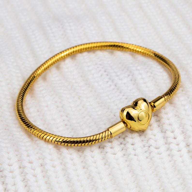 Heart-shaped Snake Chain Bracelet, Pandora-compatible Charm Bracelet ...