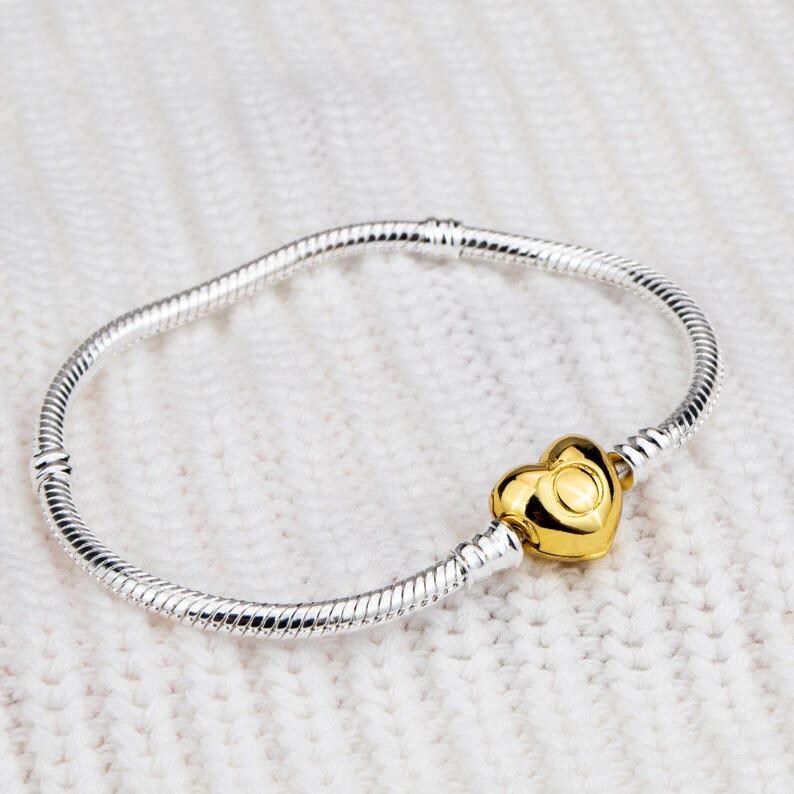 Heart-shaped Snake Chain Bracelet, Pandora-compatible Charm Bracelet ...