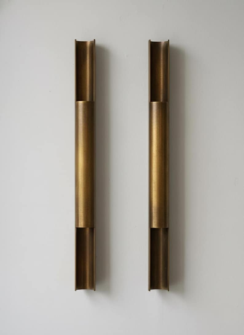 Modern Brass Sconce, Vertical Tube Wall Light, up Down Wall Lighting ...