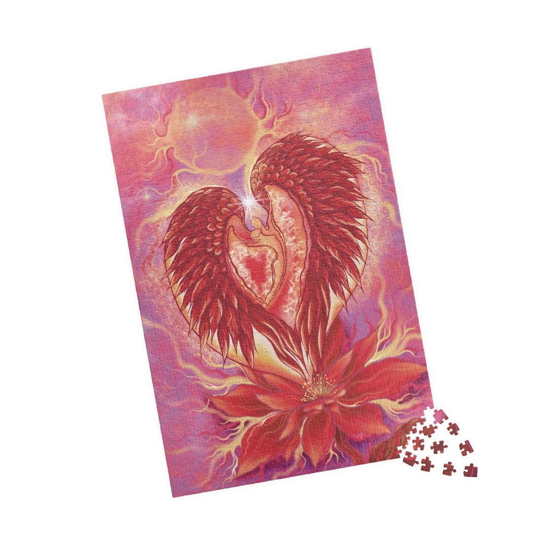 Puzzle 1000 Piece Heart Artwork, Red Wing Fire Design, Spiritual Art ...