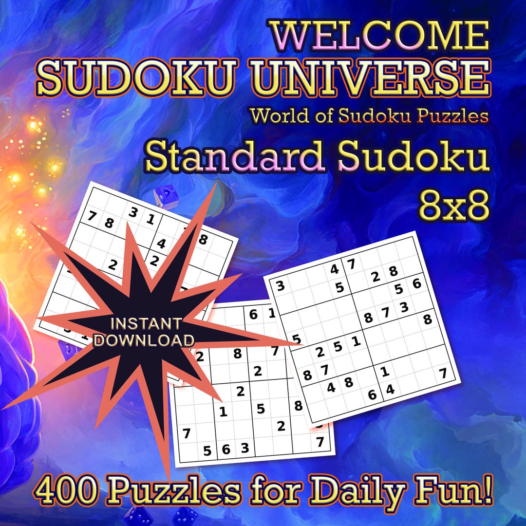 8x8 Sudoku Puzzle Book | 400 Easy to Expert Puzzles (PDF Download) - Etsy