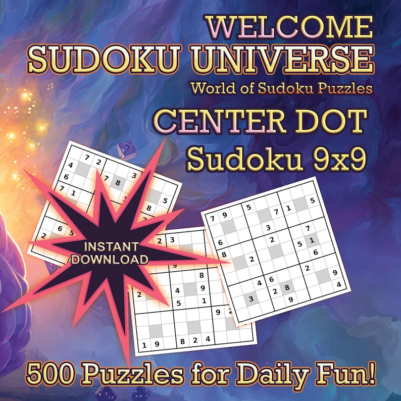 Center Dot Sudoku Book - 500 Printable Puzzles | 9x9 Grid From Easy to ...
