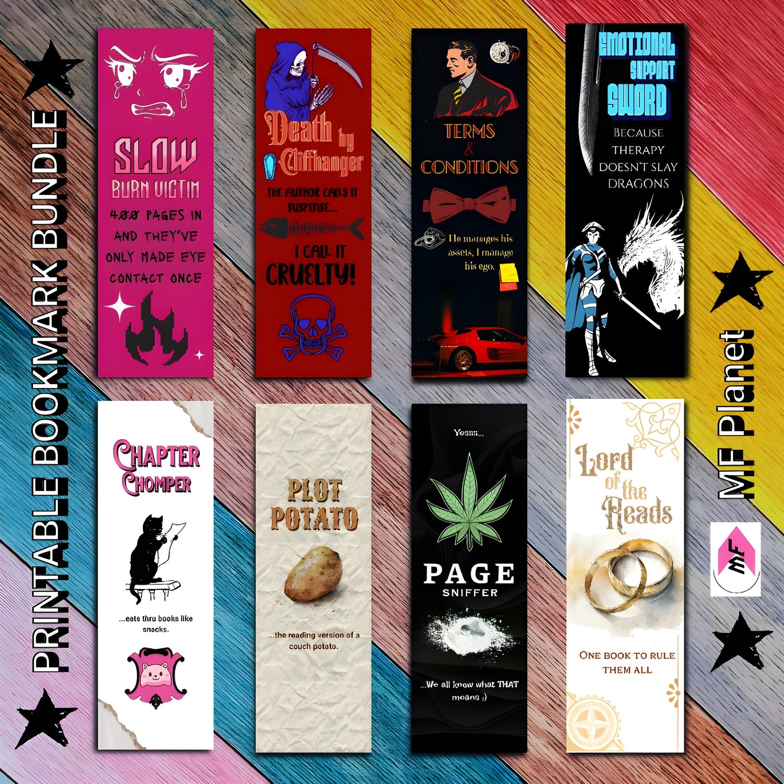 Printable Bookmark Bundle | 8 Bookmarks for Readers & Teachers | Gift ...
