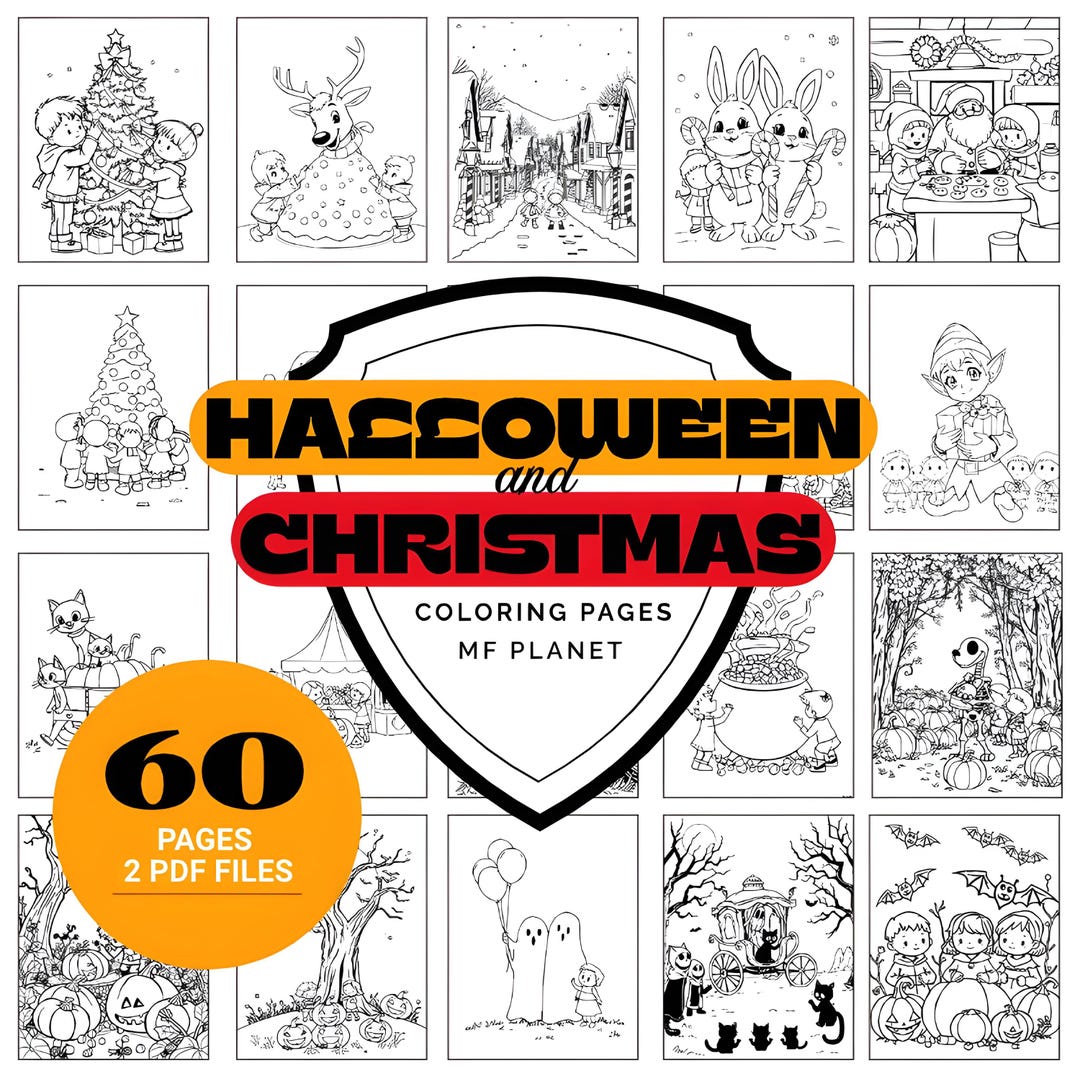 Halloween & Christmas Coloring Pages: 60 Holiday Illustrations (PDF ...