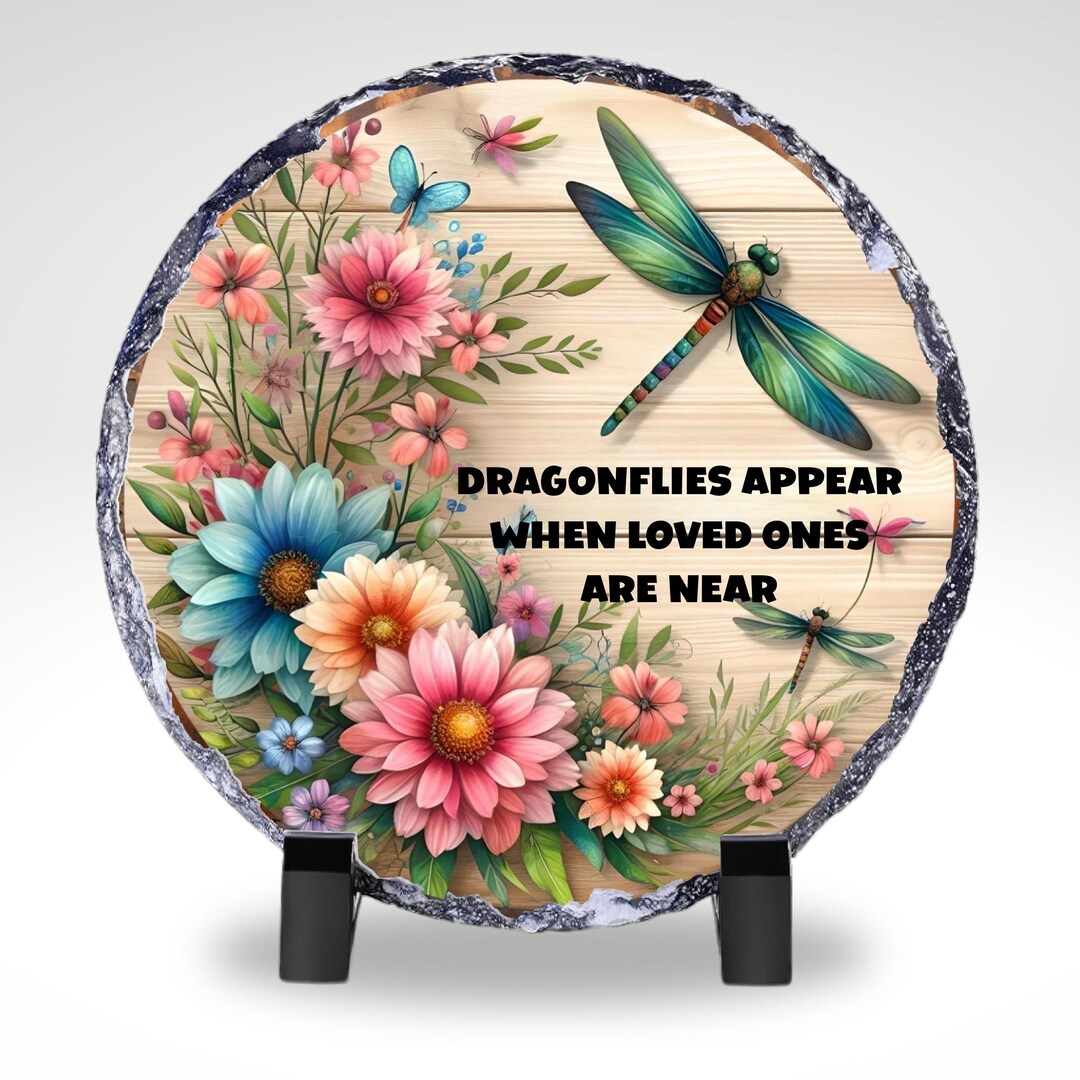 Memorial Gift, Circle Slate, Dragonfly Gift, in Loving Memory, Friend ...