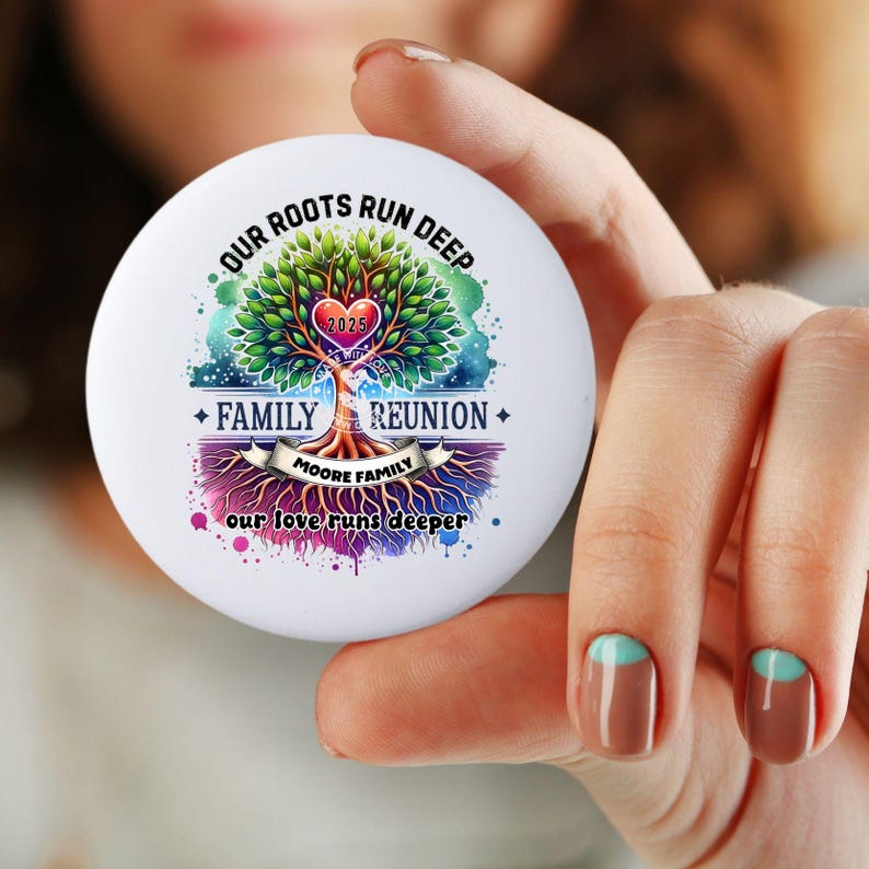 Personalized Family Reunion Button, Tree Design, Keepsake - Etsy