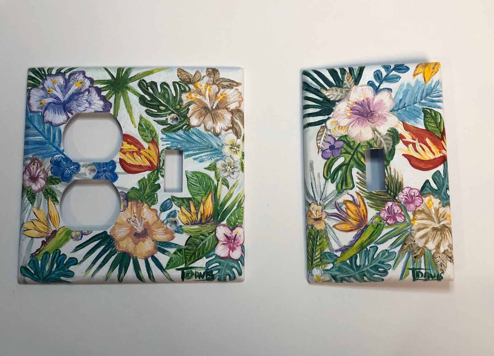 Tropical Flowers Light Switch Plates and Outlet Covers Hand Painted ...