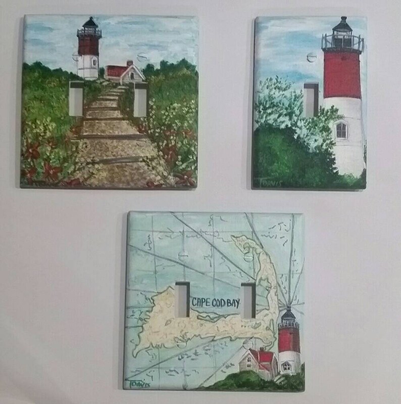 Hand Painted Lighthouse Light Switch Plate and Outlet Covers - Etsy