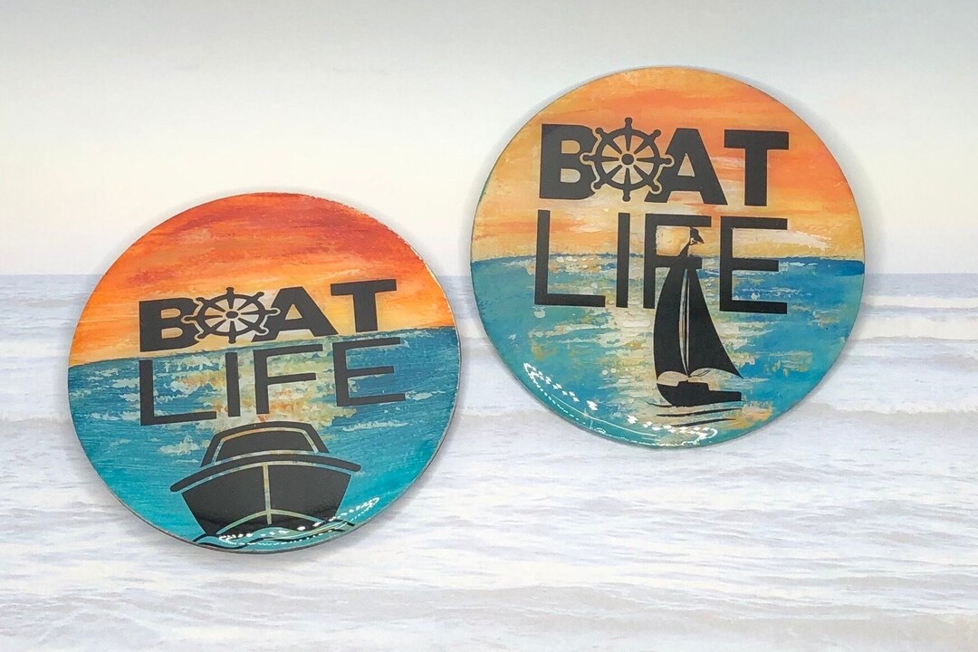 Boat Magnet, 1 Hand Painted Sunset Boat Life Fridge Magnet, Nautical ...