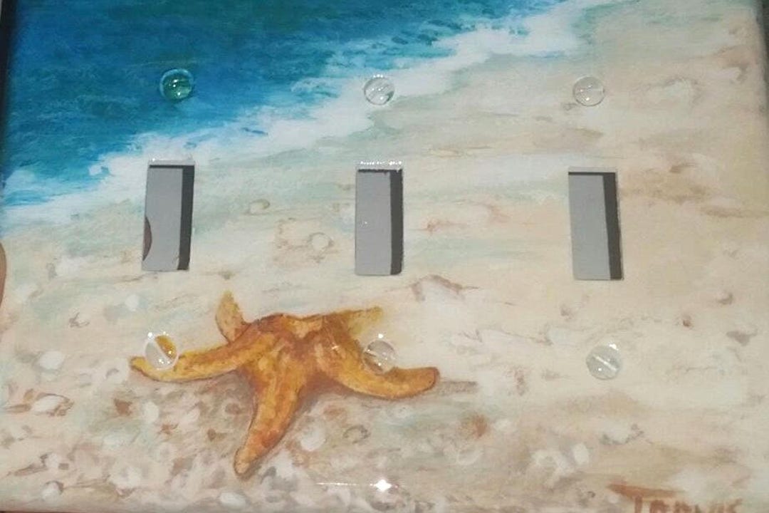 Ocean Starfish Beach Light Switch Cover Wallplate, Hand Painted ...