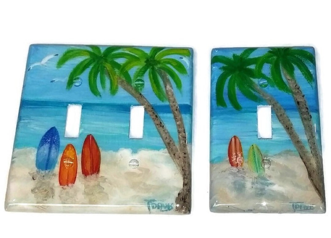 Surfboard Beach Light Switch Plates-outlet Covers, Hand Painted ...
