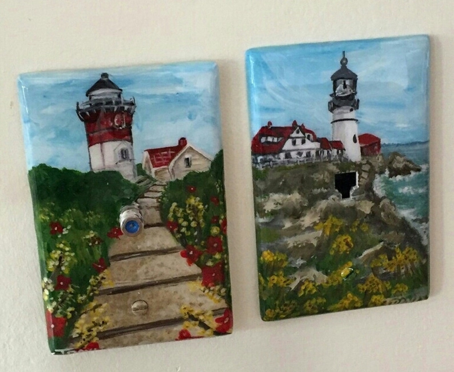 Hand Painted Lighthouse Light Switch Plate and Outlet Covers - Etsy