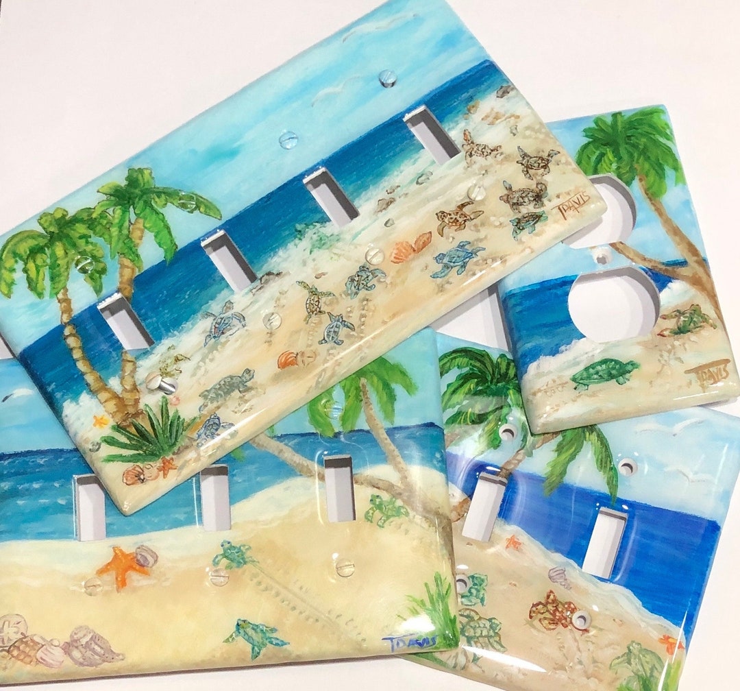 Sea Turtle Switch Plate Covers, Hand Painted Tropical Switchplates ...