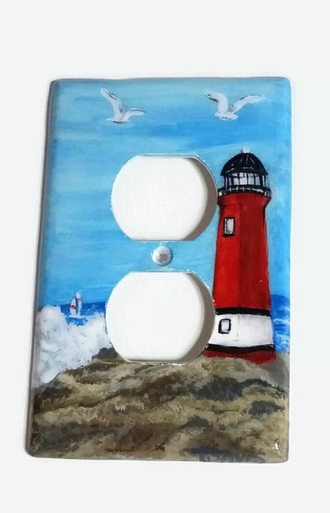 Painted Lighthouse Light Switch Plates and Outlet Covers, Sailboat ...