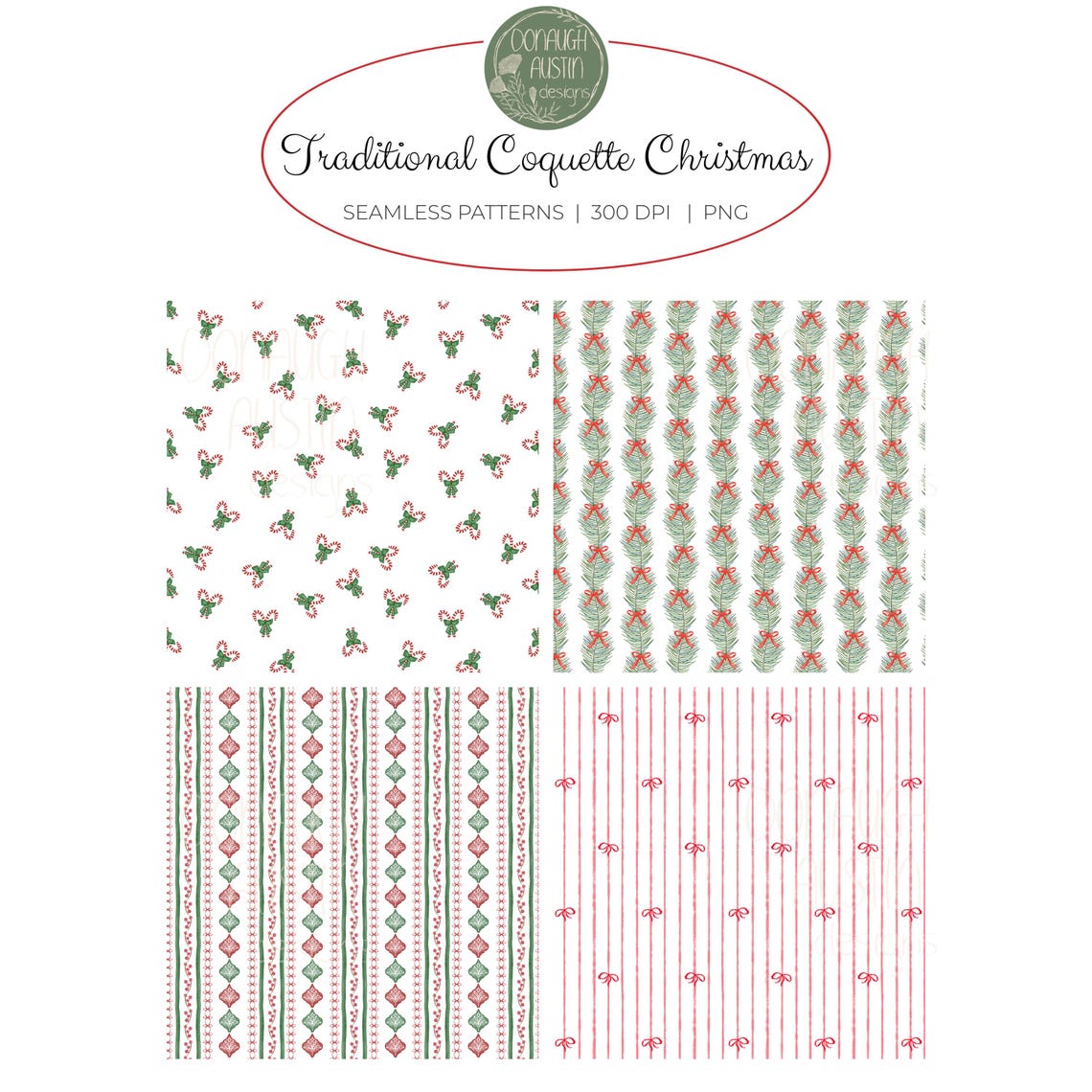 Traditional Coquette Christmas Patterns – 20 Festive Red & Green ...