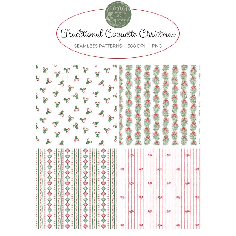 Traditional Coquette Christmas Patterns – 20 Festive Red & Green ...