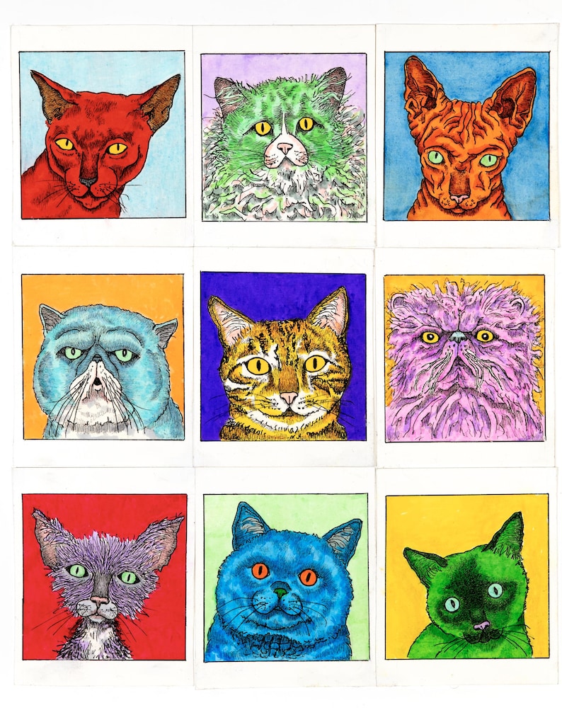 Colorful Cat Poster, Signed and Numbered 16" X 20" - Etsy