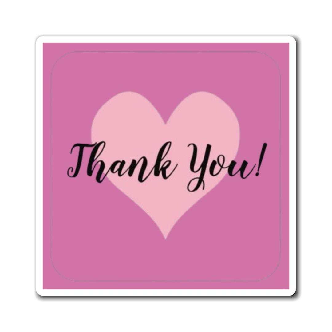 Pink Heart Thank You Magnet | Square Refrigerator Magnet - Etsy