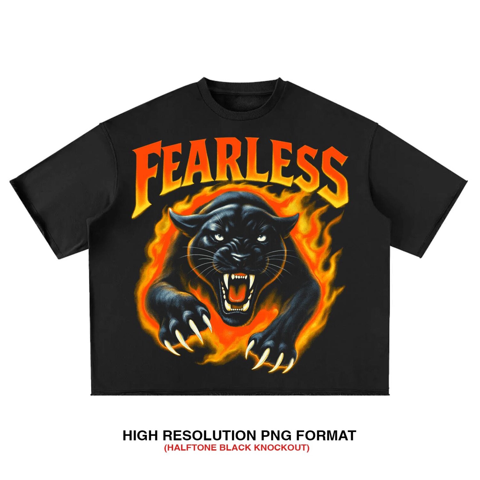Fearless Panther Halftone PNG, Streetwear DTF Design (digital Download ...
