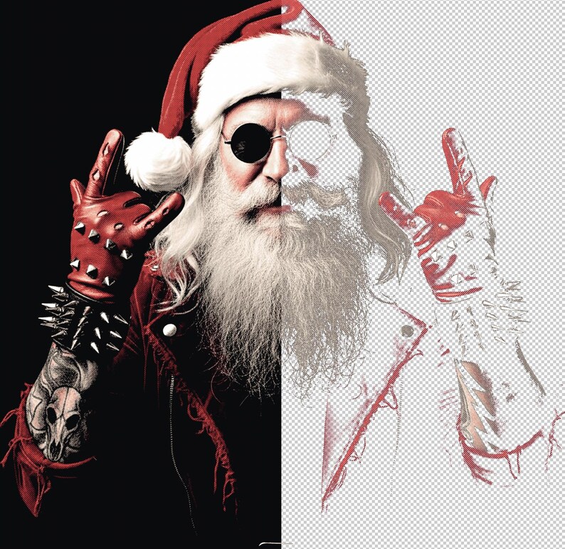 Rockstar Santa PNG, DTG/DTF Print-ready Digital Art - Etsy