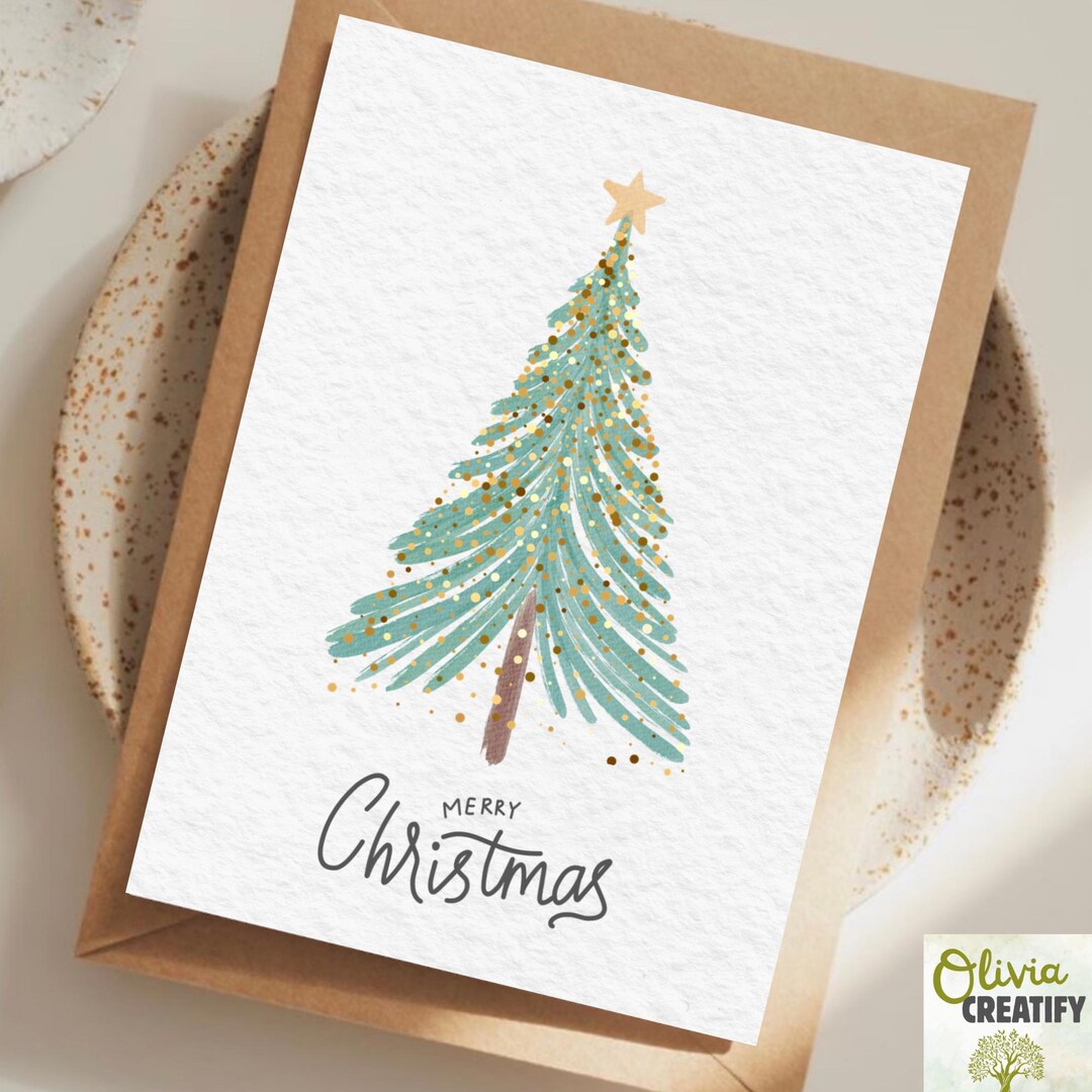Minimalist Christmas Tree Card, Printable Greeting Card (digital ...
