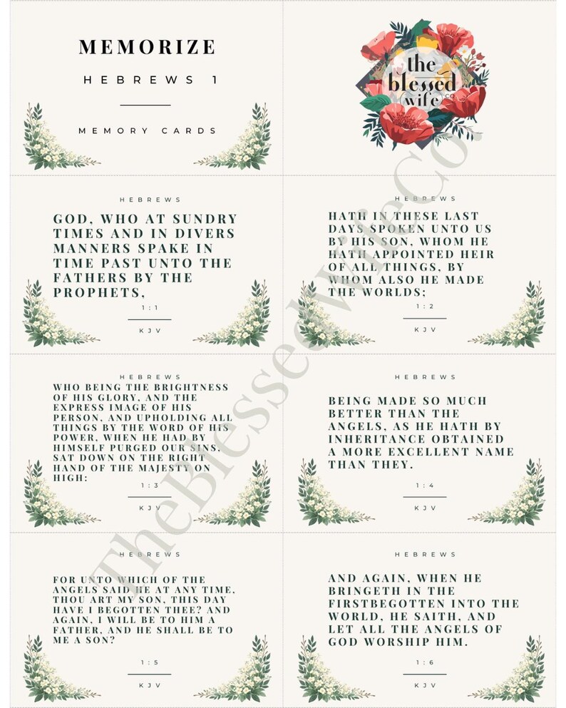 Hebrews Bible Verse KJV Memory Cards (printable PDF Download) - Etsy