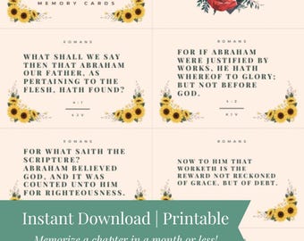 Bible Verse Memory Cards | Romans 4 | Instant Download - Etsy