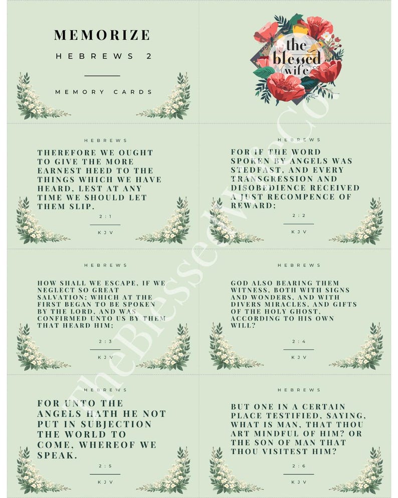 Hebrews Bible Verse KJV Memory Cards (printable PDF Download) - Etsy