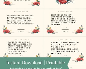 Memorize Philippians 1 - Bible Verse Memory Cards - Printable, Instant ...
