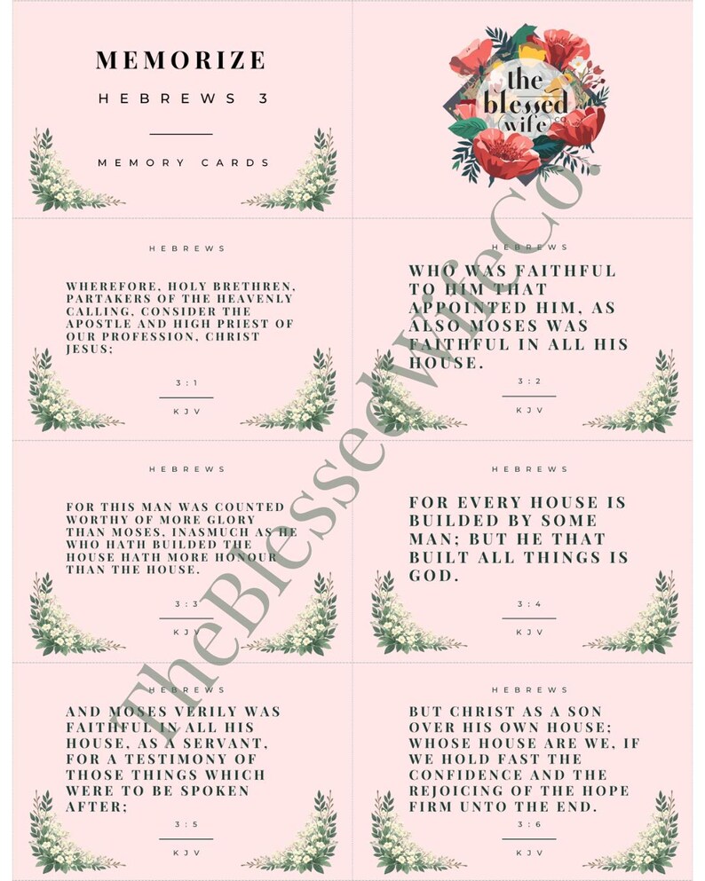 Hebrews Bible Verse KJV Memory Cards (printable PDF Download) - Etsy