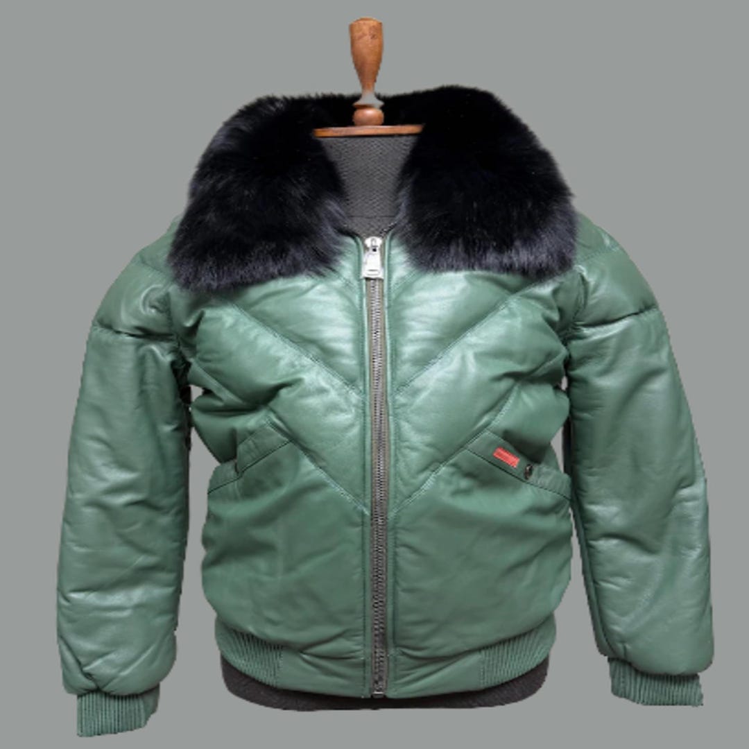 Original Goose Country Men's V-BOMBER FOX FUR Leather Jacket - Etsy