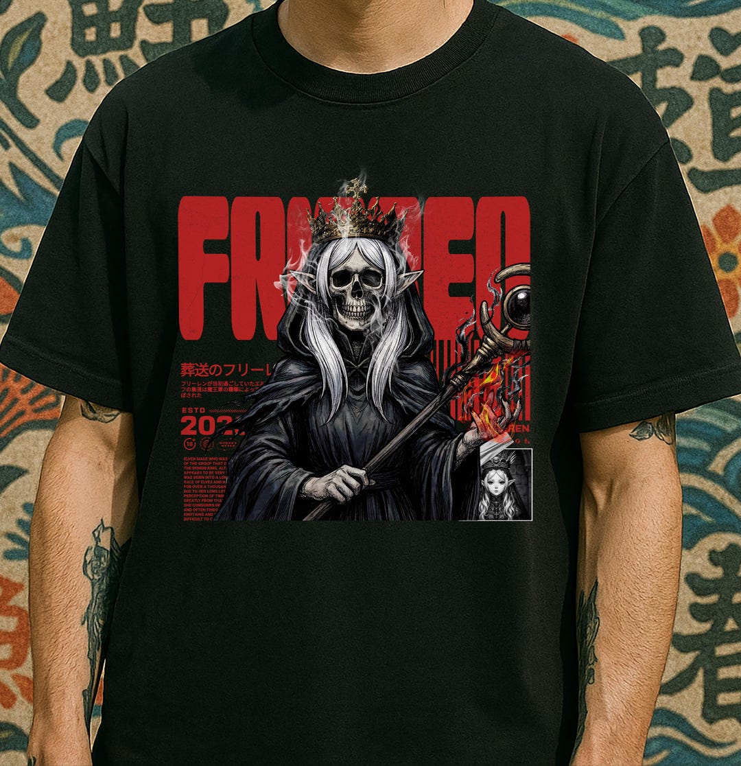 Gothic Frieren Fan Merch, Gift Anime Fan, Japanese Harajuku Cotton ...