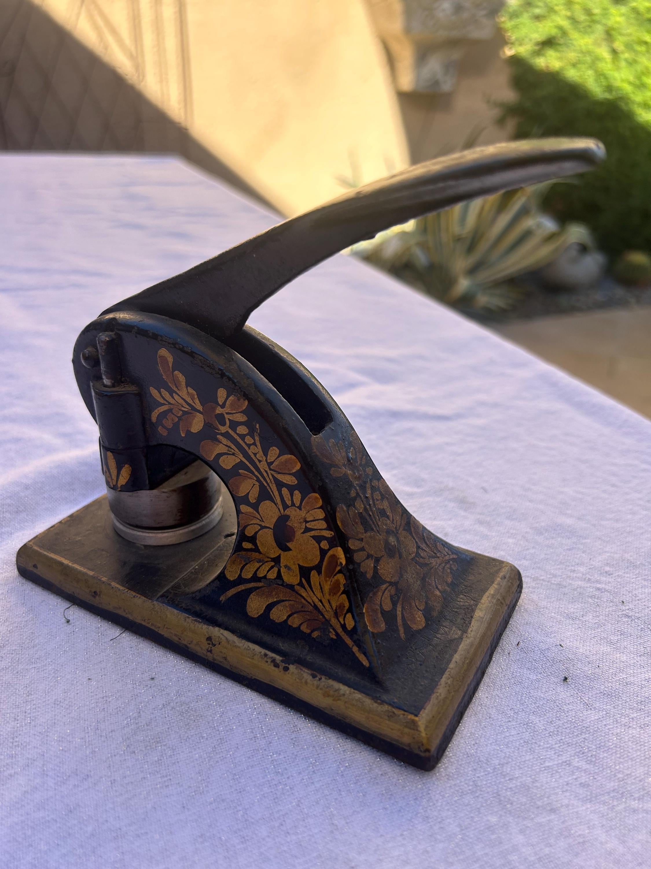 Antique Victorian Desk Embosser: Cast Iron With Gold Gilded Floral ...